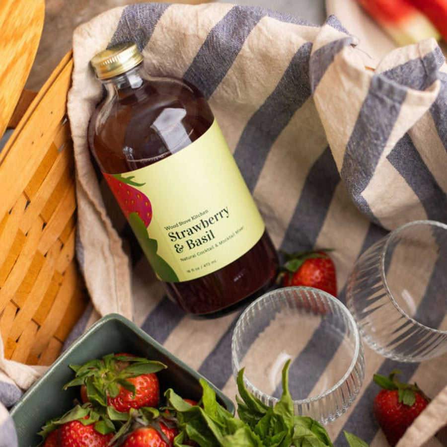 Strawberry & Basil Cocktail & Mocktail Mixer, 16 fl oz – Wood Stove Kitchen